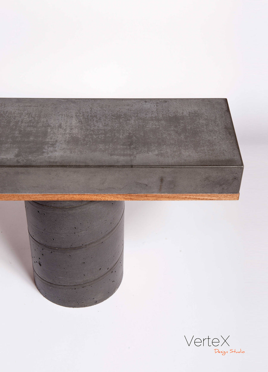 Minimal Black Concrete Column Bench - Narrow 76", Handmade, UHPC, Wate