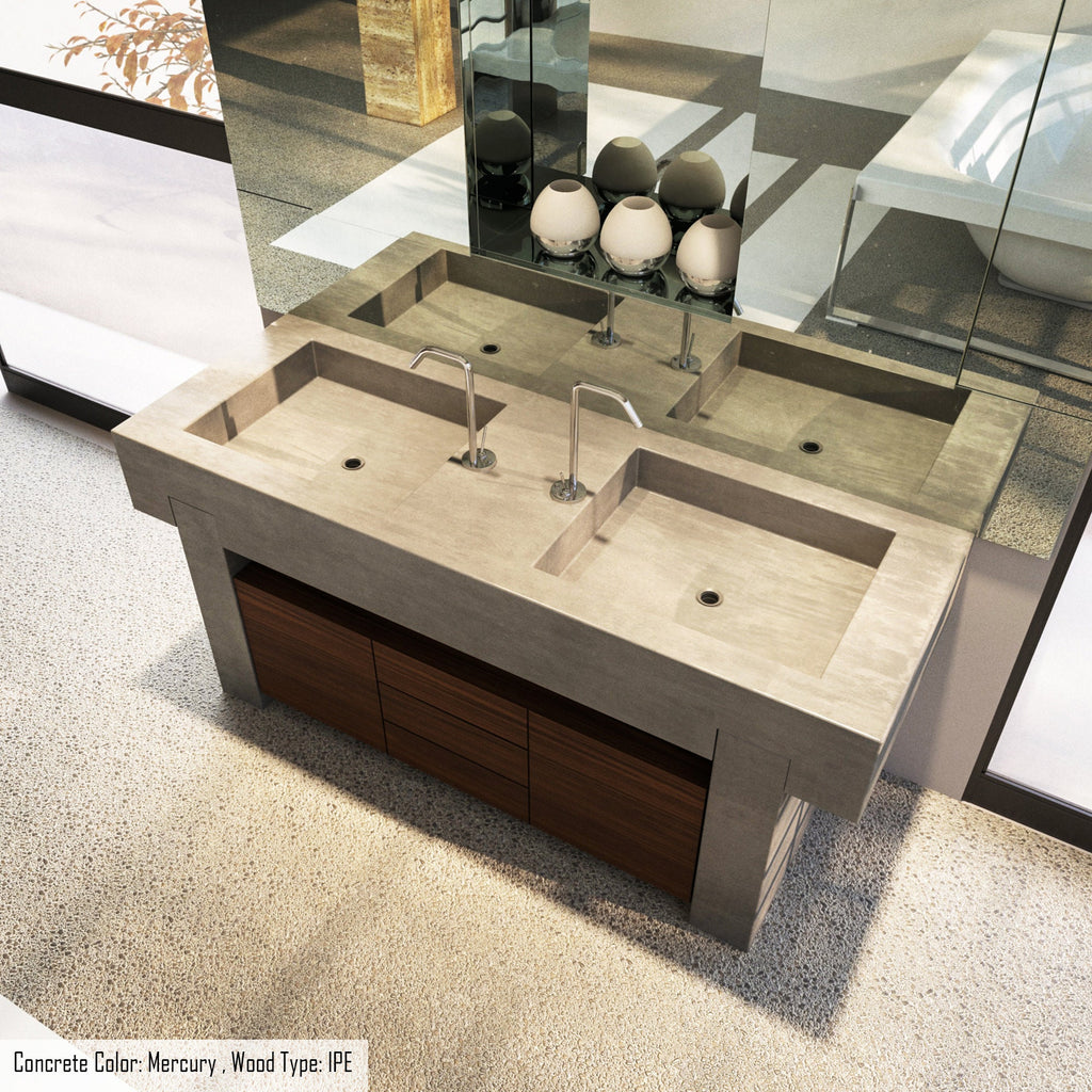 Concrete Sink Podium Vanity Design, Double Basin