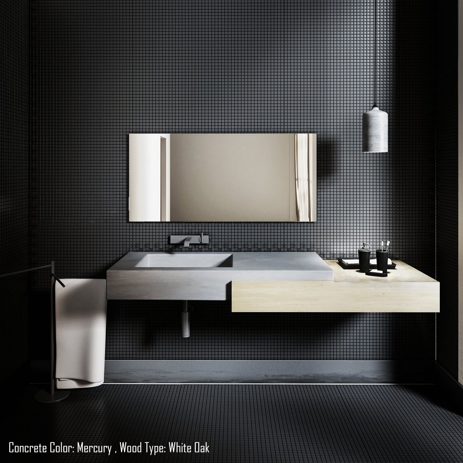 Floating Concrete Sink/Vanity, Handmade, Fiberglass Reinforced, Waterp