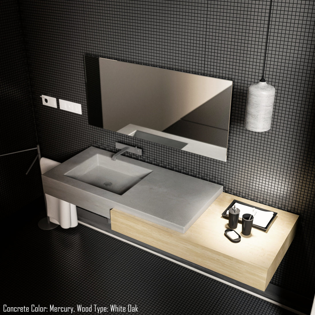 Floating Concrete Sink/Vanity, Handmade, Fiberglass Reinforced, Waterp